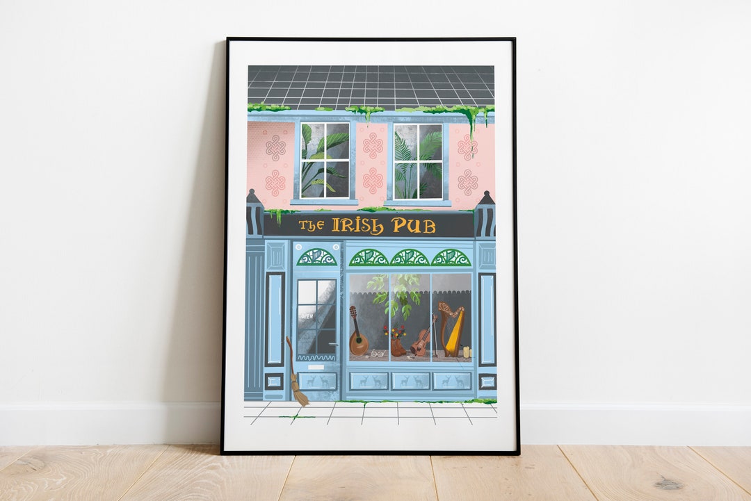 Irish Pub Window With Instruments Art Print, Poster, House Print ...