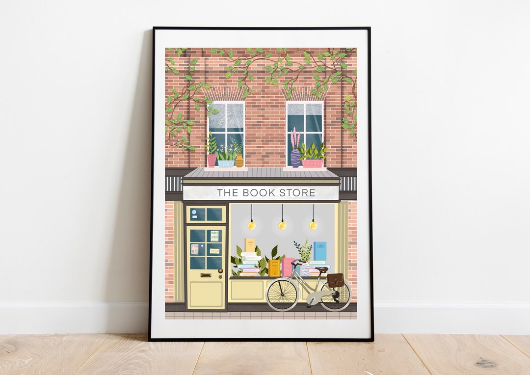 Book Store Front Window Art Print, Bookshop Art Print, Bookshop Art ...
