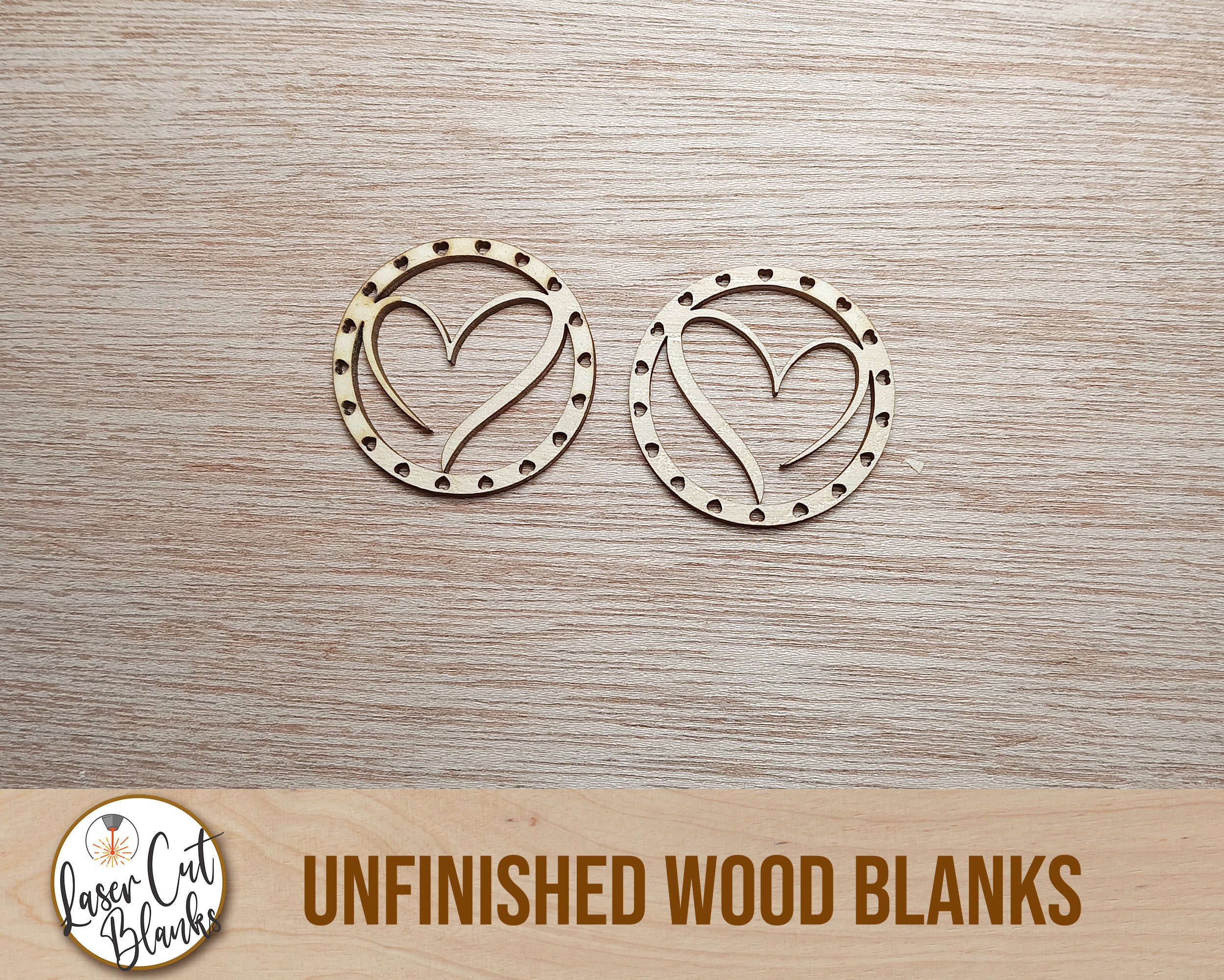 Circle Heart Unfinished Wood Earring Blank, Circle Heart Earring Blanks ...