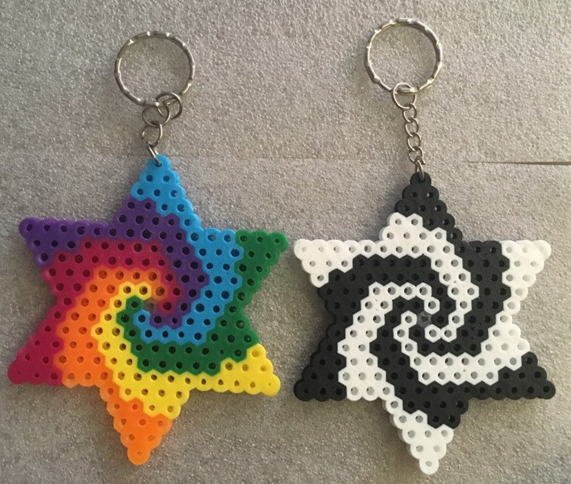 Customizable Spiral Star Perler Keychain - Etsy