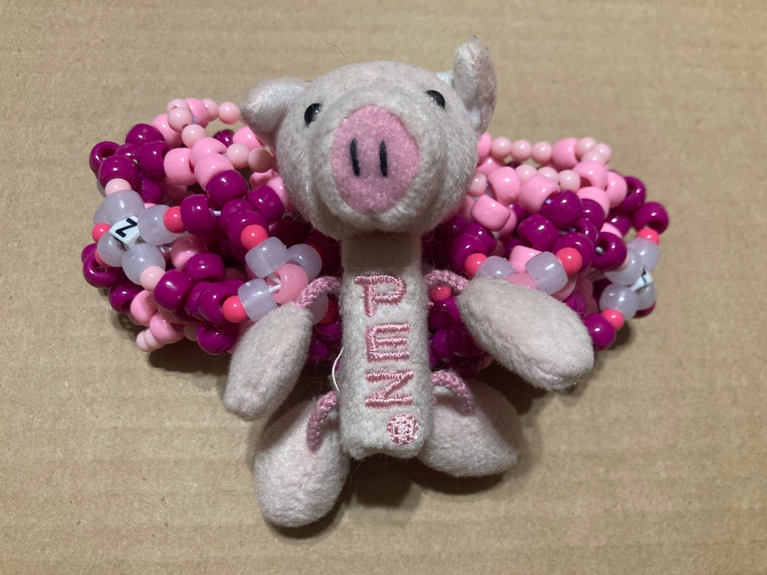 Plush Pig Pez Dispenser on a Pink Kandi Cuff Bracelet - Etsy