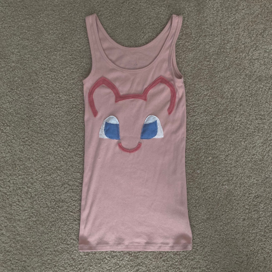 Pokémon Fan Mew Face Sewn on Pink Tank Top Shirt - Etsy
