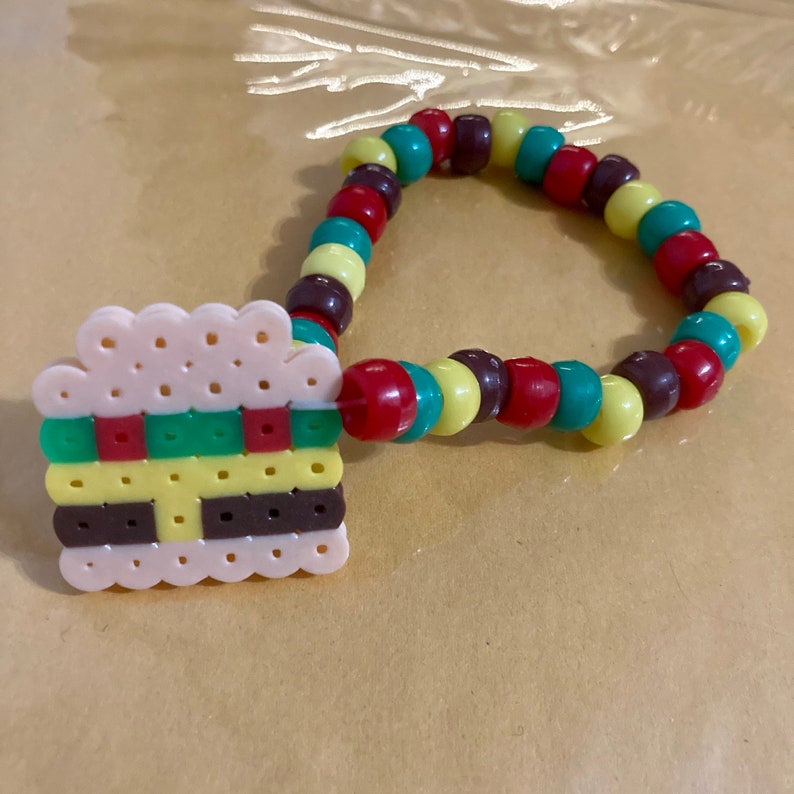 3 Perler Burgers on 3 Kandi Bracelets Set - Etsy