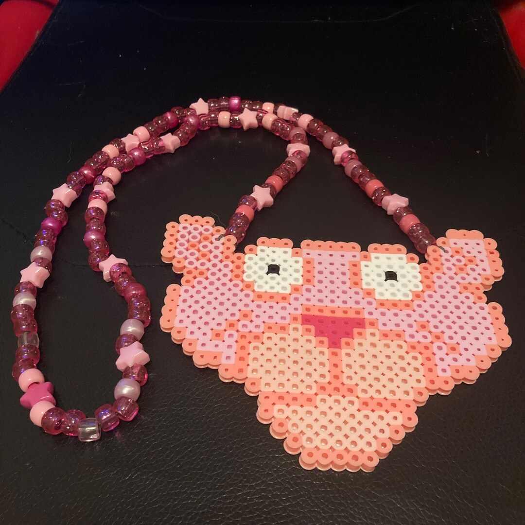 Pink Panther Fan Perler on Pink Kandi Necklace - Etsy