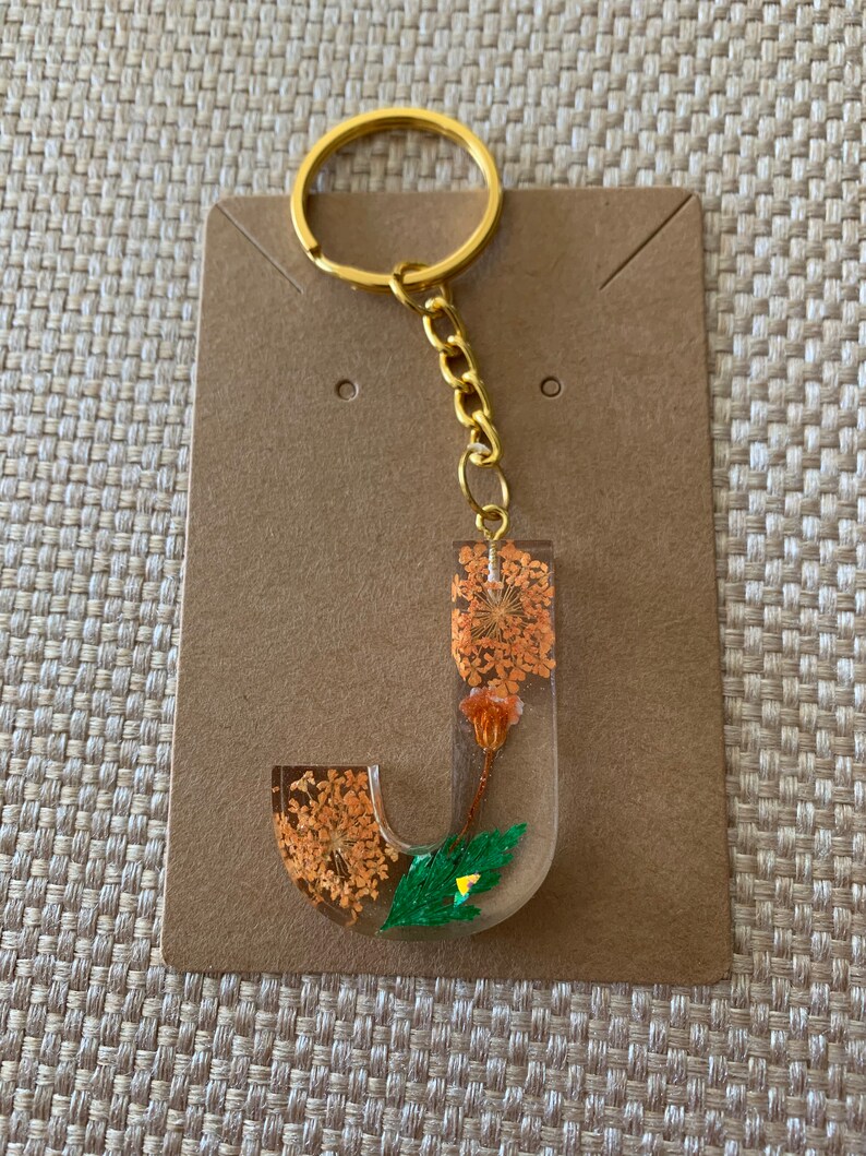 Any Letter Orange Flower Key or Bag Chain - Etsy