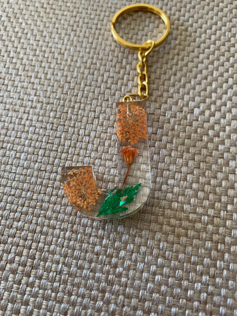 Any Letter Orange Flower Key or Bag Chain - Etsy