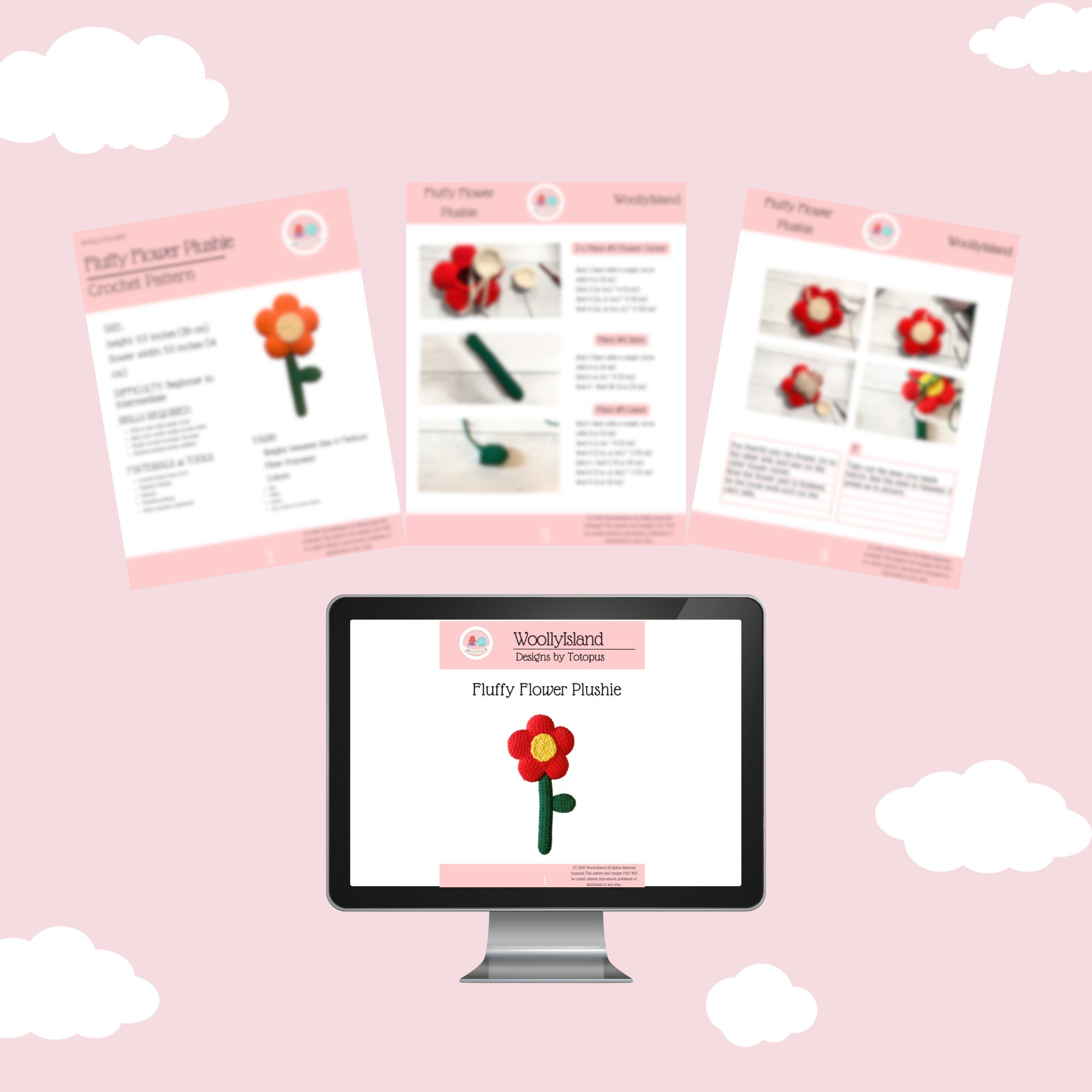 Crochet Fluffy Flower Plushie Pattern: Amigurumi Home Decor (PDF) - Etsy