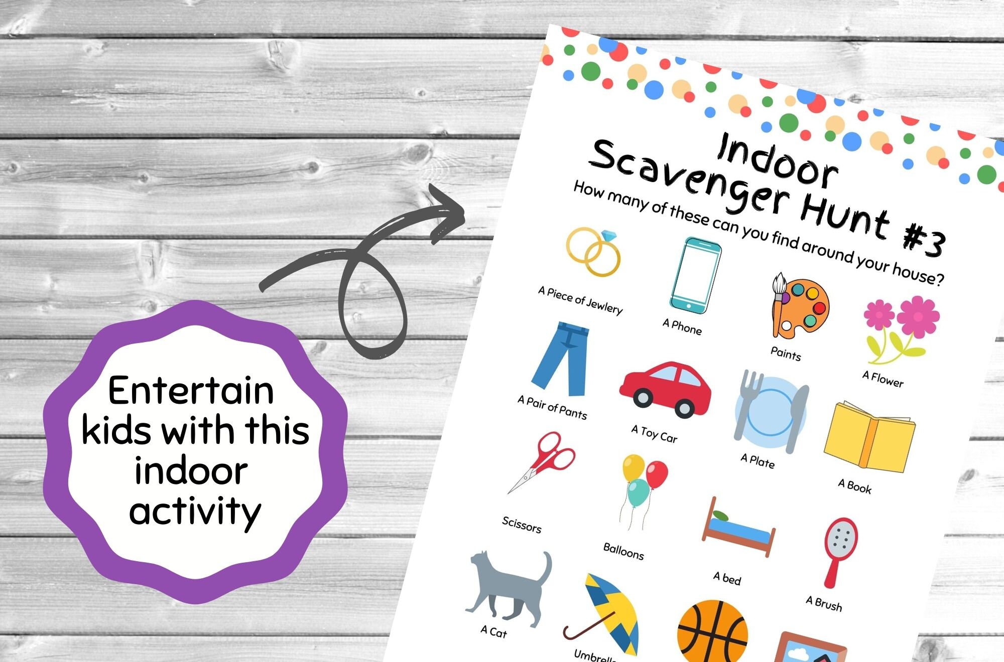 Kids' Indoor Scavenger Hunt #3 Printable | Kids' Activity | Indoor Game ...