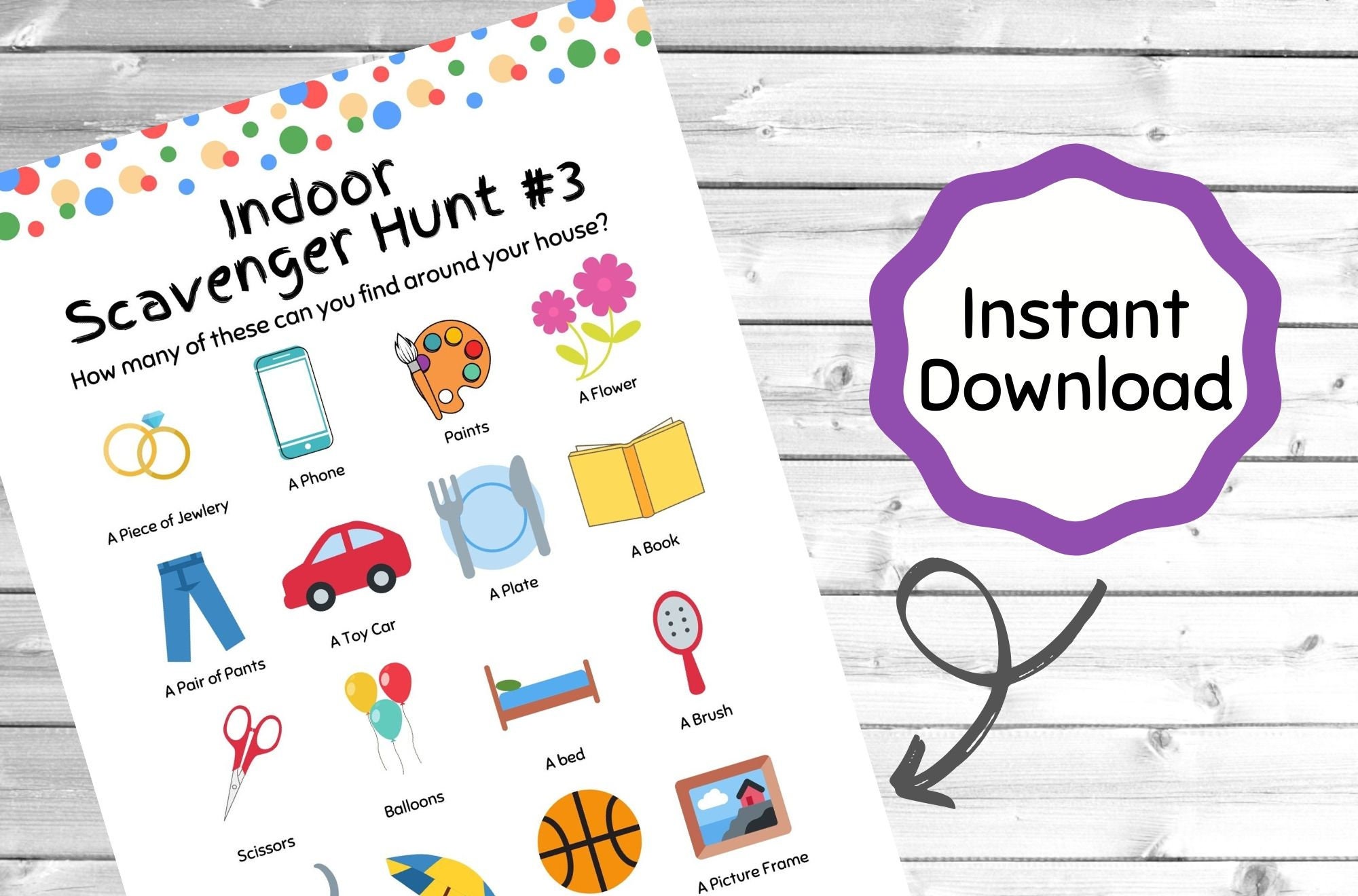 Kids' Indoor Scavenger Hunt #3 Printable | Kids' Activity | Indoor Game ...