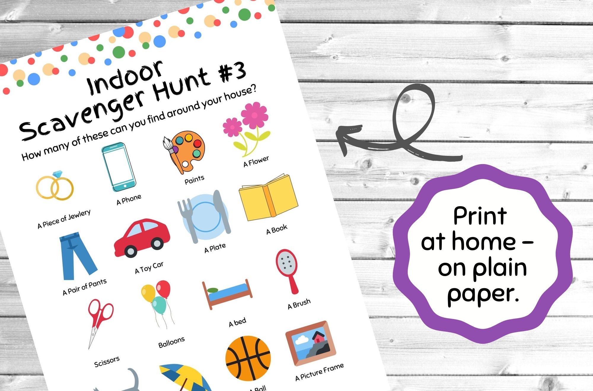 Kids' Indoor Scavenger Hunt #3 Printable | Kids' Activity | Indoor Game ...