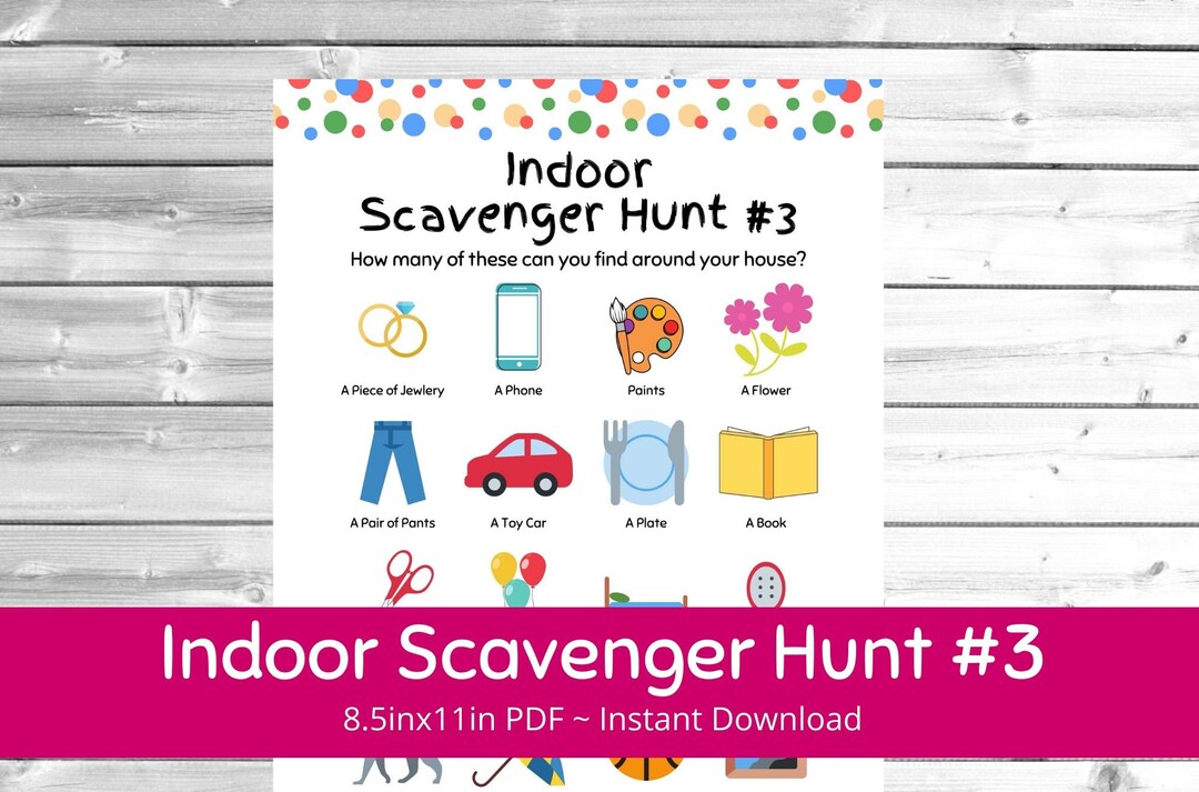 Kids' Indoor Scavenger Hunt #3 Printable | Kids' Activity | Indoor Game ...
