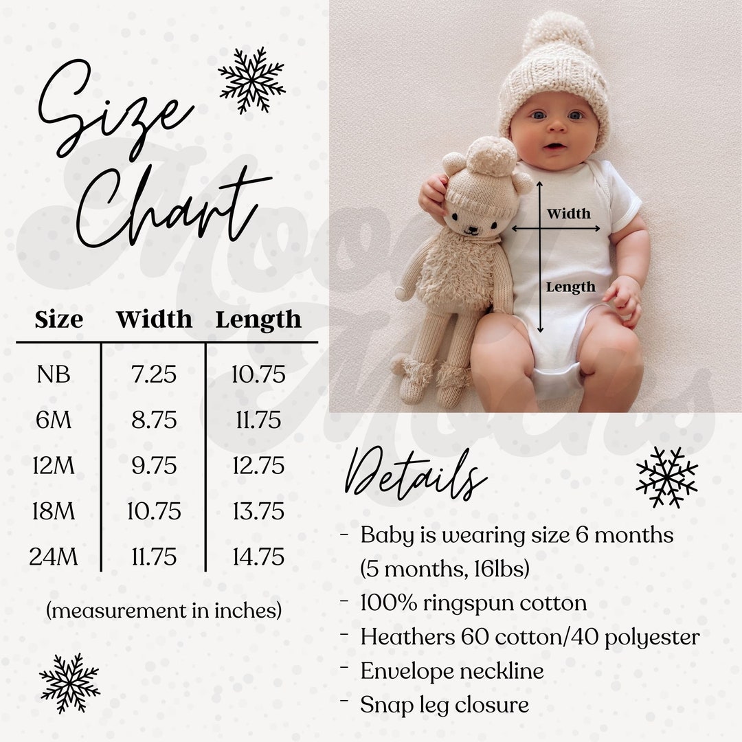 Rabbit Skins Christmas Size Baby Chart and Washing Instructions Bundle ...