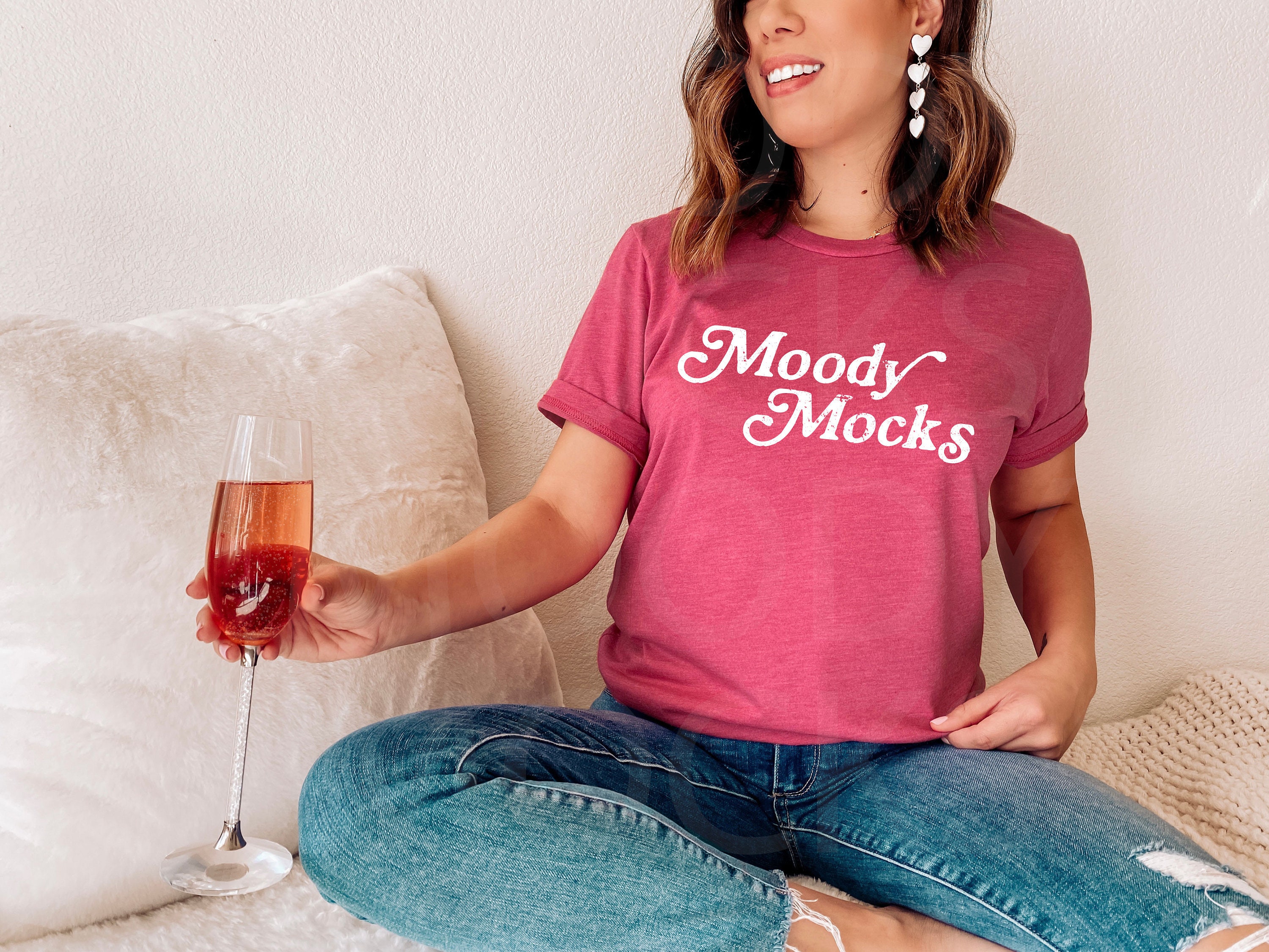 Bella Canvas 3001 Mockup / Bella Canvas Heather Raspberry - Etsy España