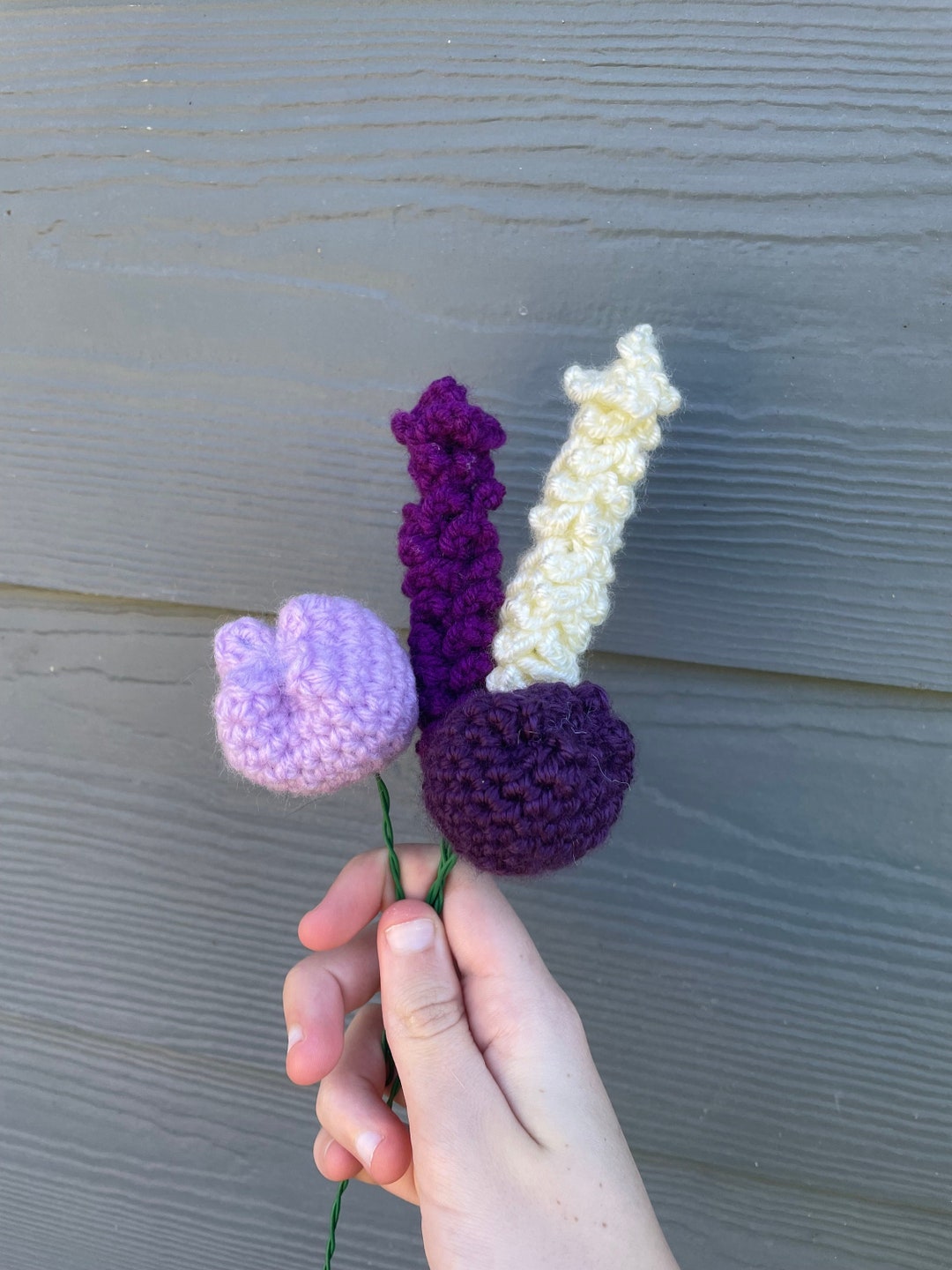 Purple Crochet Flower Bouquet - Etsy