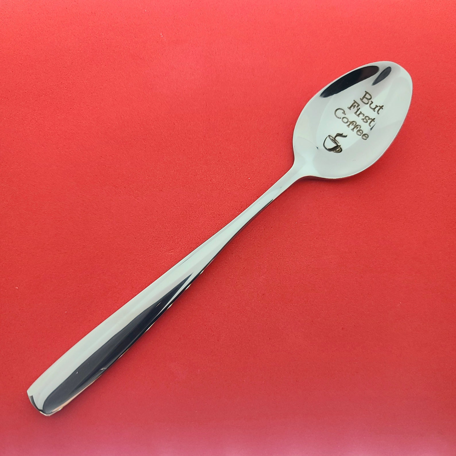 Engraved but First Coffee Spoon, Personalized Stainless Steel Cutlery ...