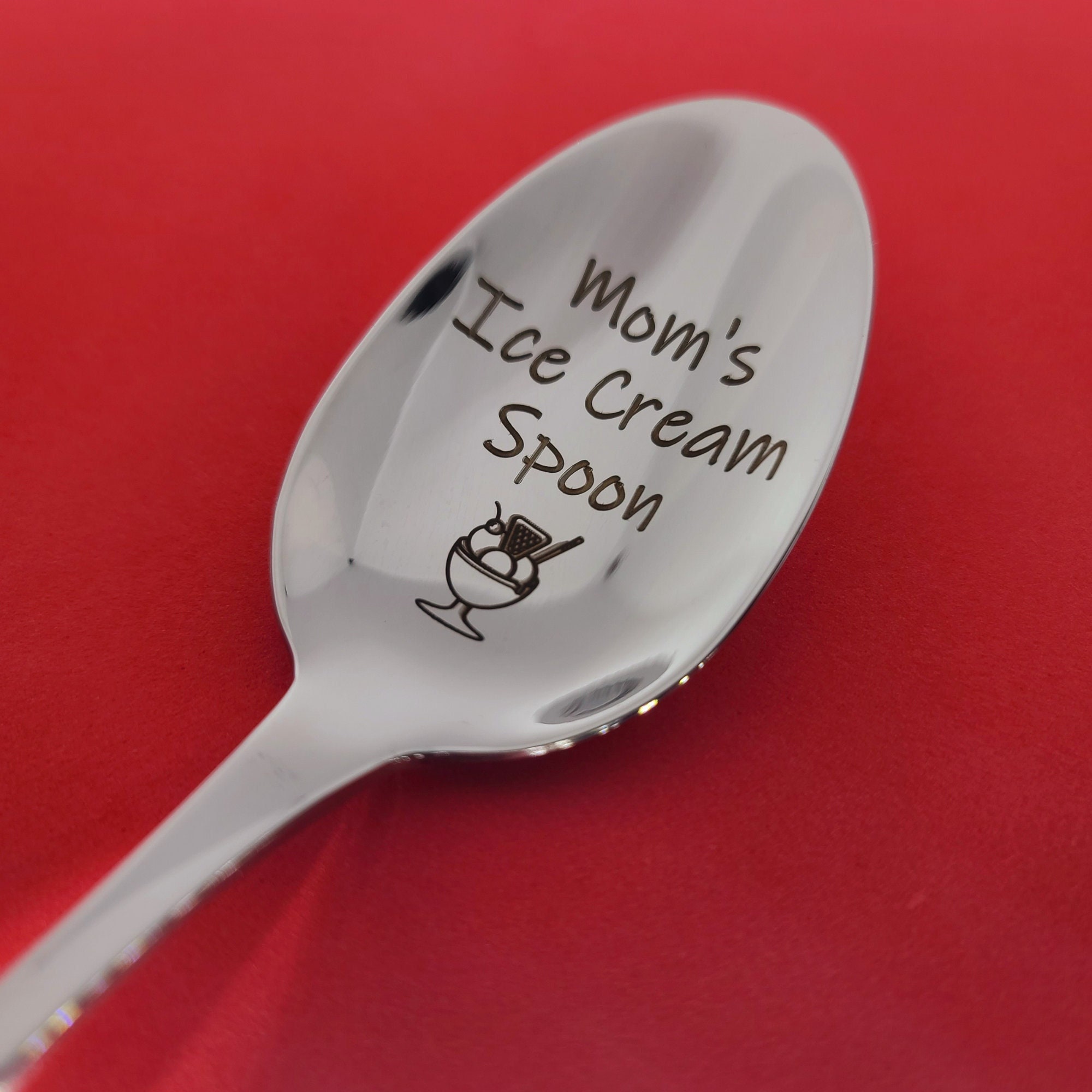Engraved Mommy's Ice Cream Spoon, Personalized Large Spoon for Mom ...