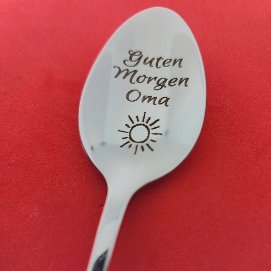 Engraved Guten Morgen Oma Coffee Spoon, Personalized Good Morning Spoon ...