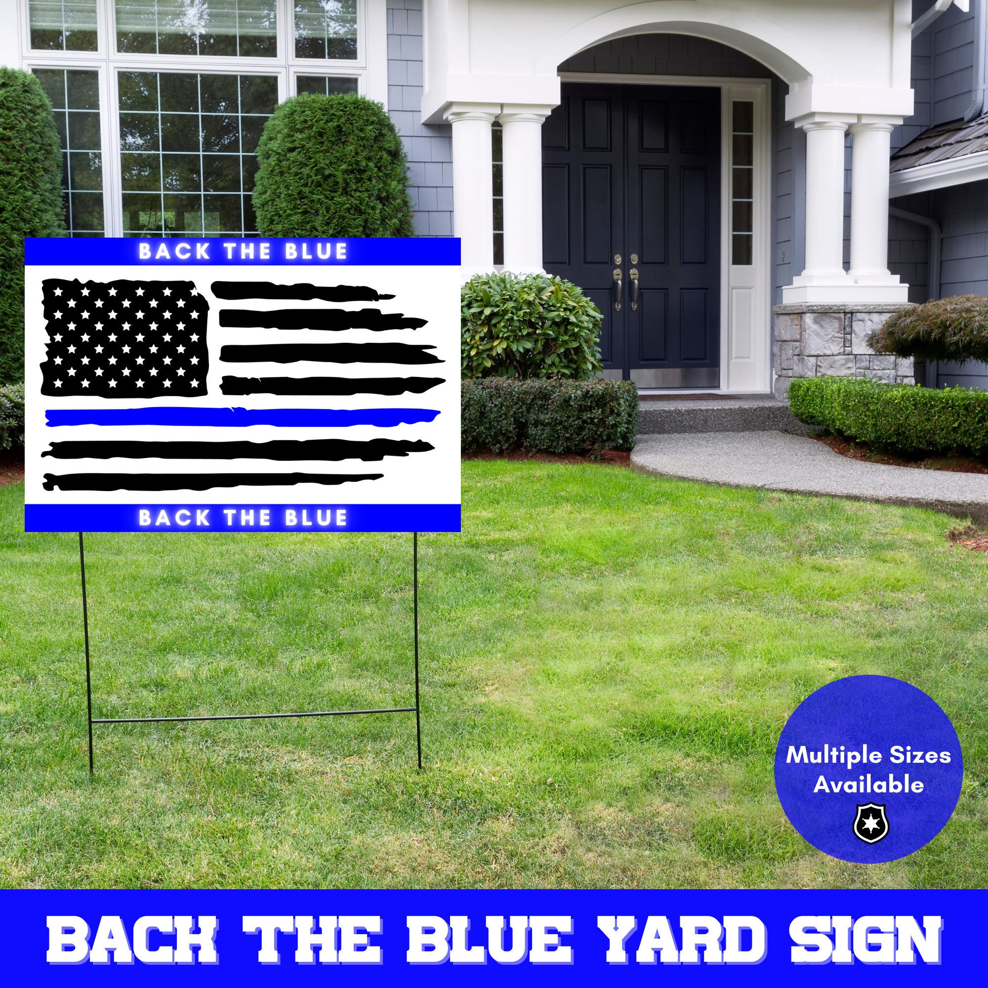 Thin Blue Line Yard Sign Law Enforcement Support Sign Blue | Etsy