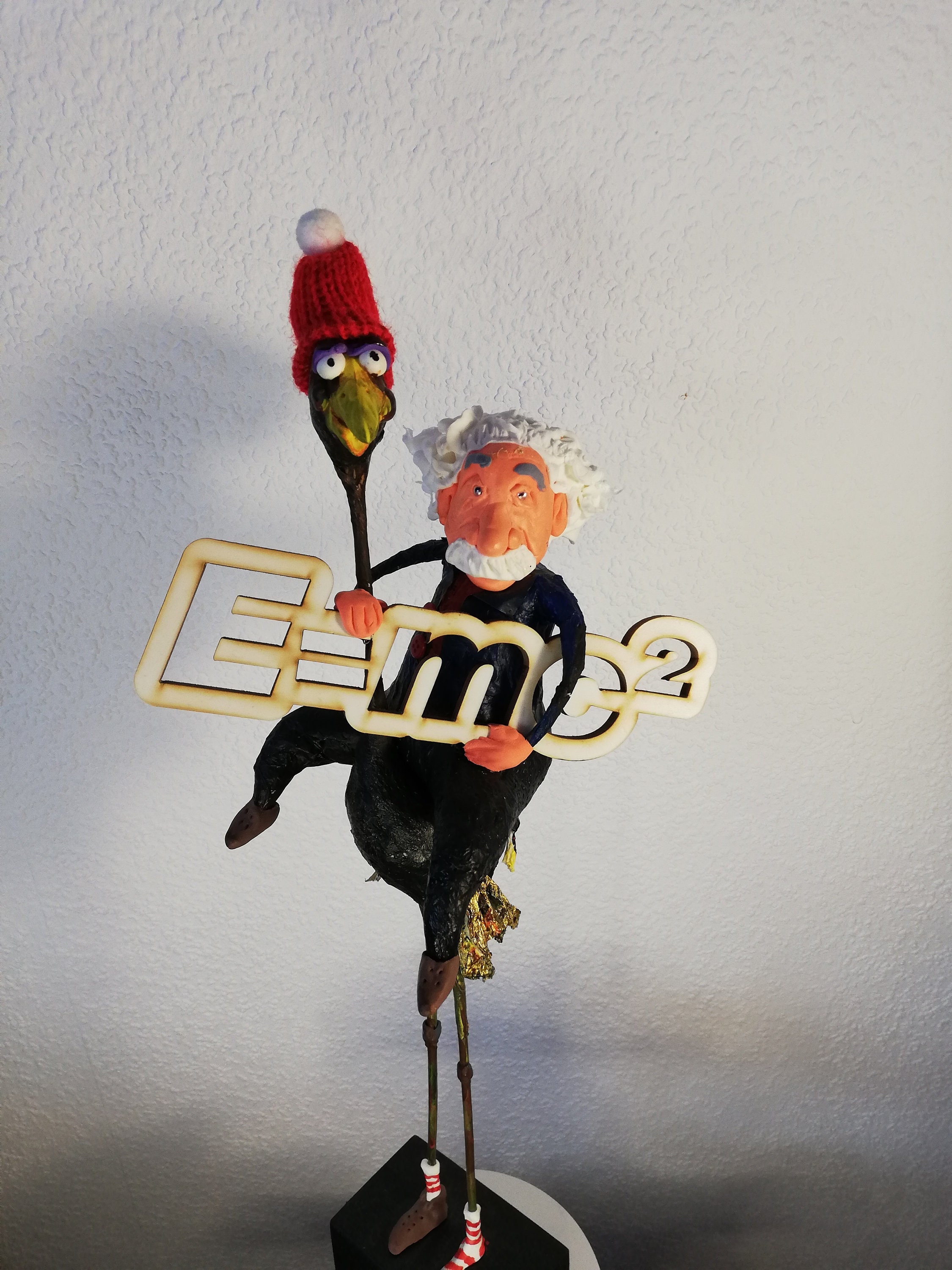 Paper Mache Figure Surrealism, Einstein on the Bird, Surrealism Figure ...