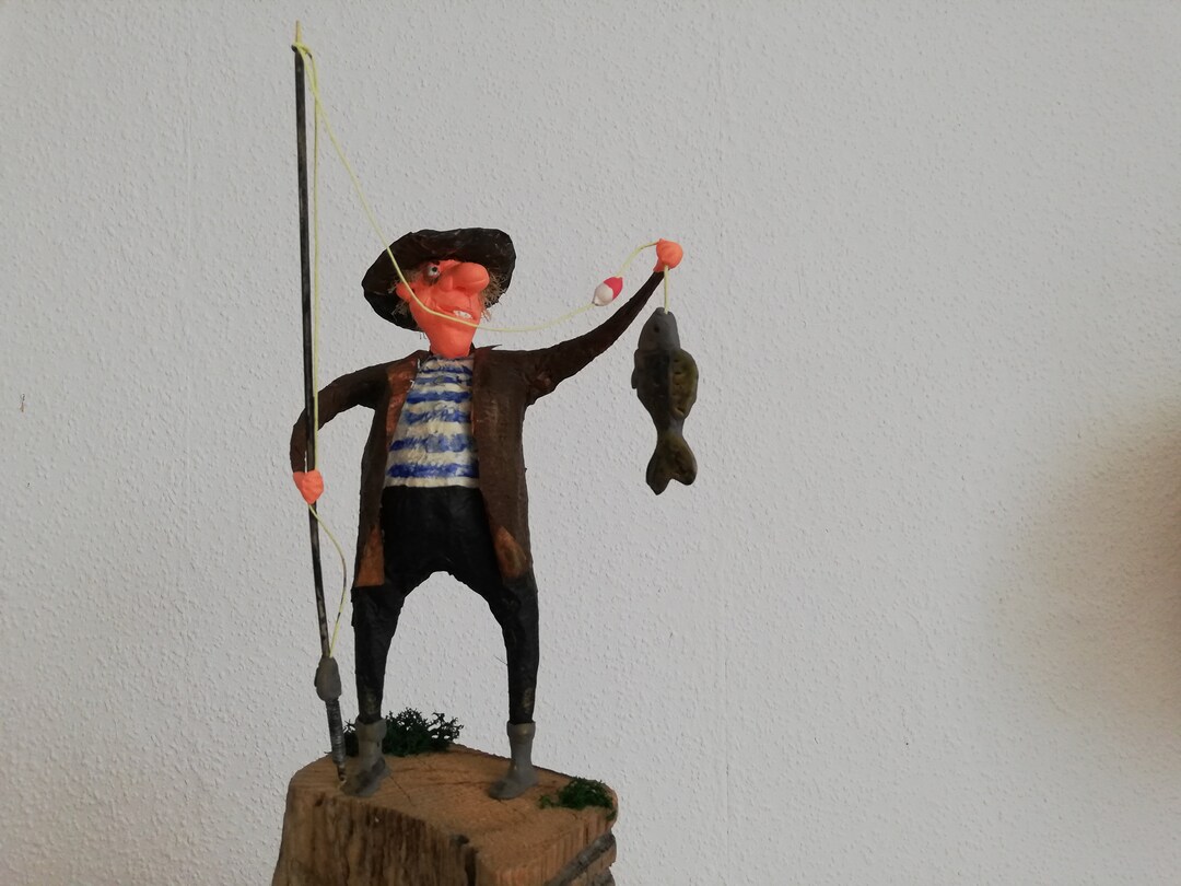 Paper Mache Figure Fisherman - Etsy