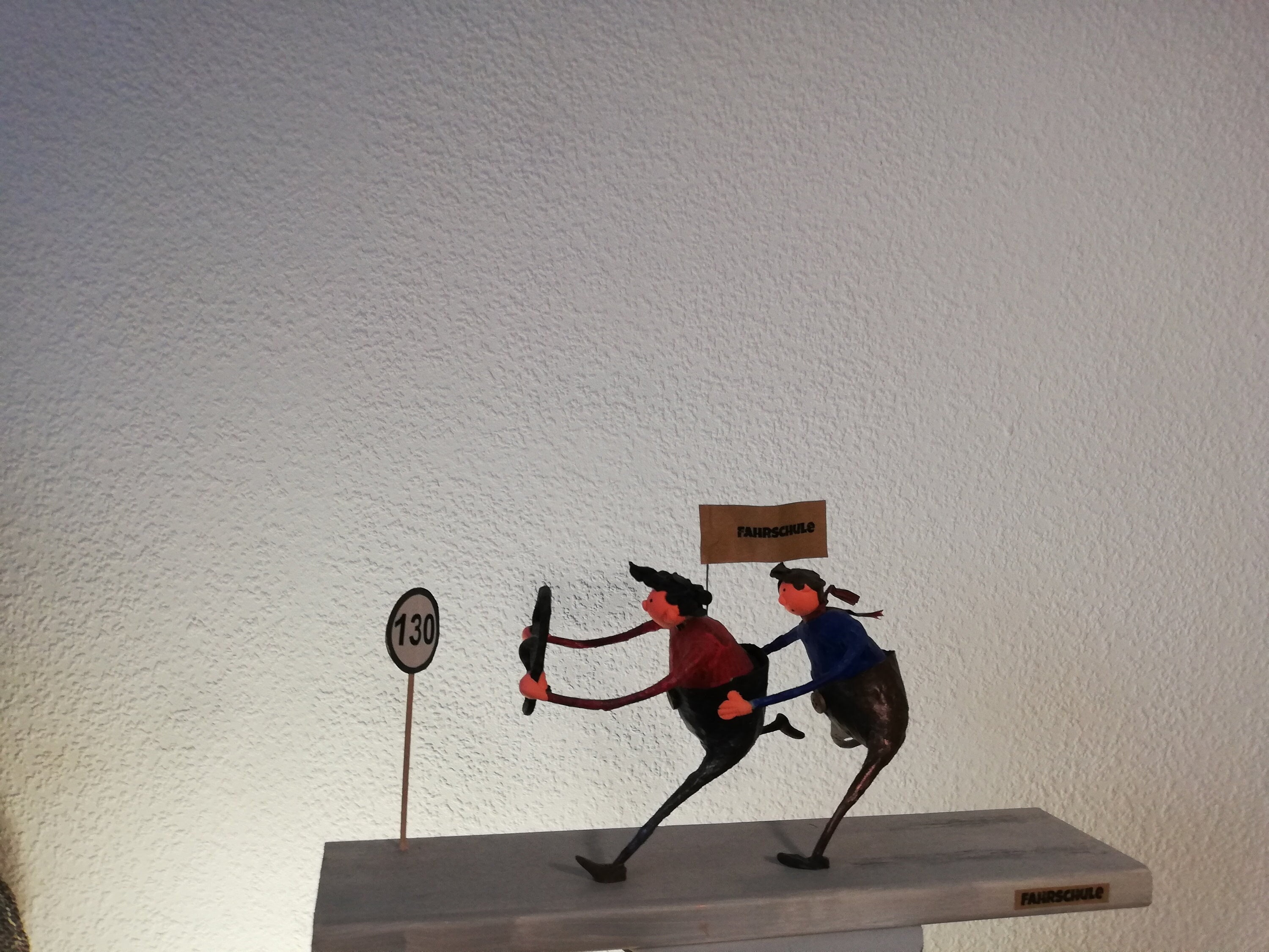 Paper Mache Figure First Lesson in Driving School, Paper Mache Funny ...