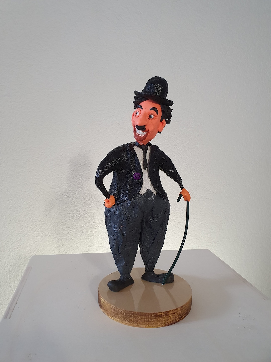 Paper Mache Figure Caricature Charlie Chaplin, Paperclay Doll Chaplin ...