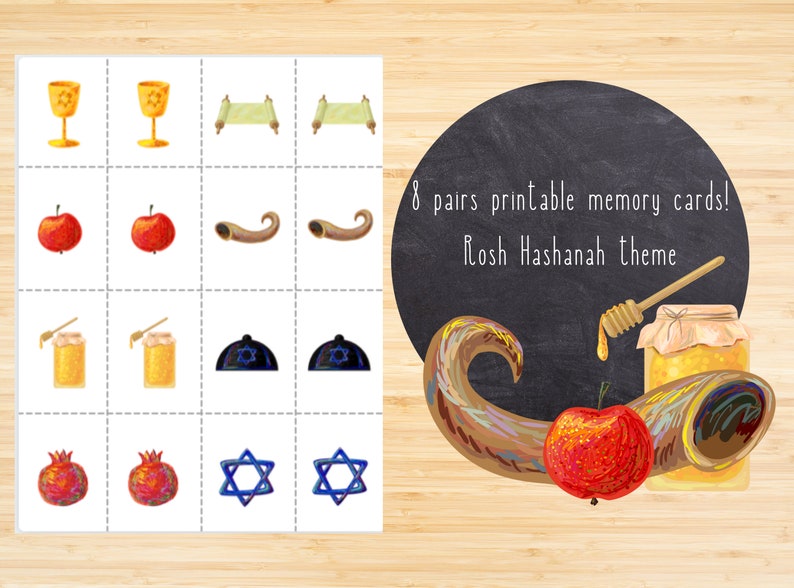 Printable Memory Cards, Rosh Hashanah Theme, Children's Rosh Hashanah ...