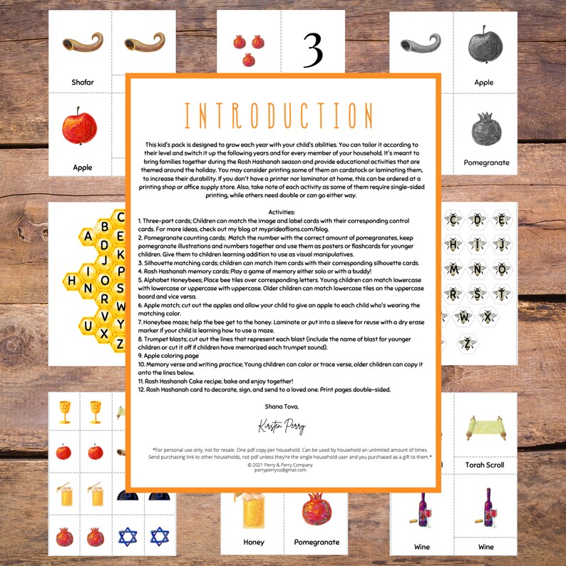 Printable Rosh Hashanah Kids Pack, Montessori Rosh Hashanah, Children's ...