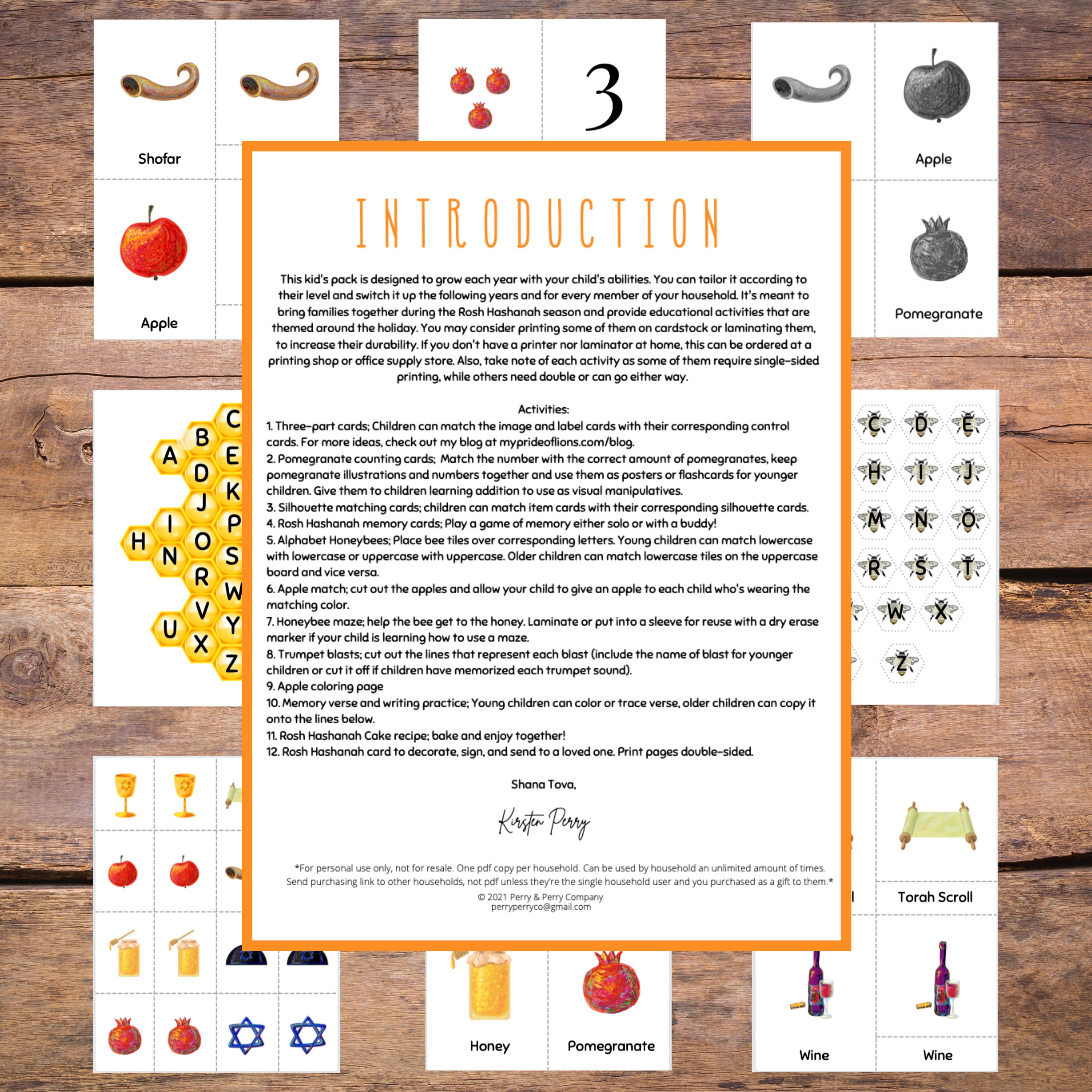 Printable Rosh Hashanah Kids Pack, Montessori Rosh Hashanah, Children's ...