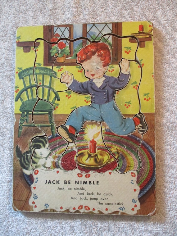 Games & Puzzles Toys & Games VTG Jack Be Nimble Nursery Rhyme Frame ...