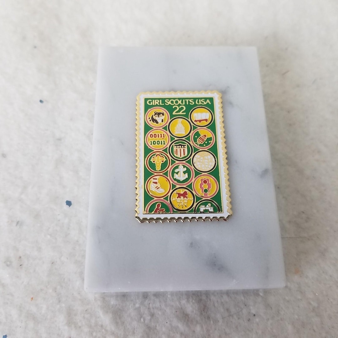 Vintage 1987 Girl Scouts USA 22 Cent USPS Stamp on Marble Base ...