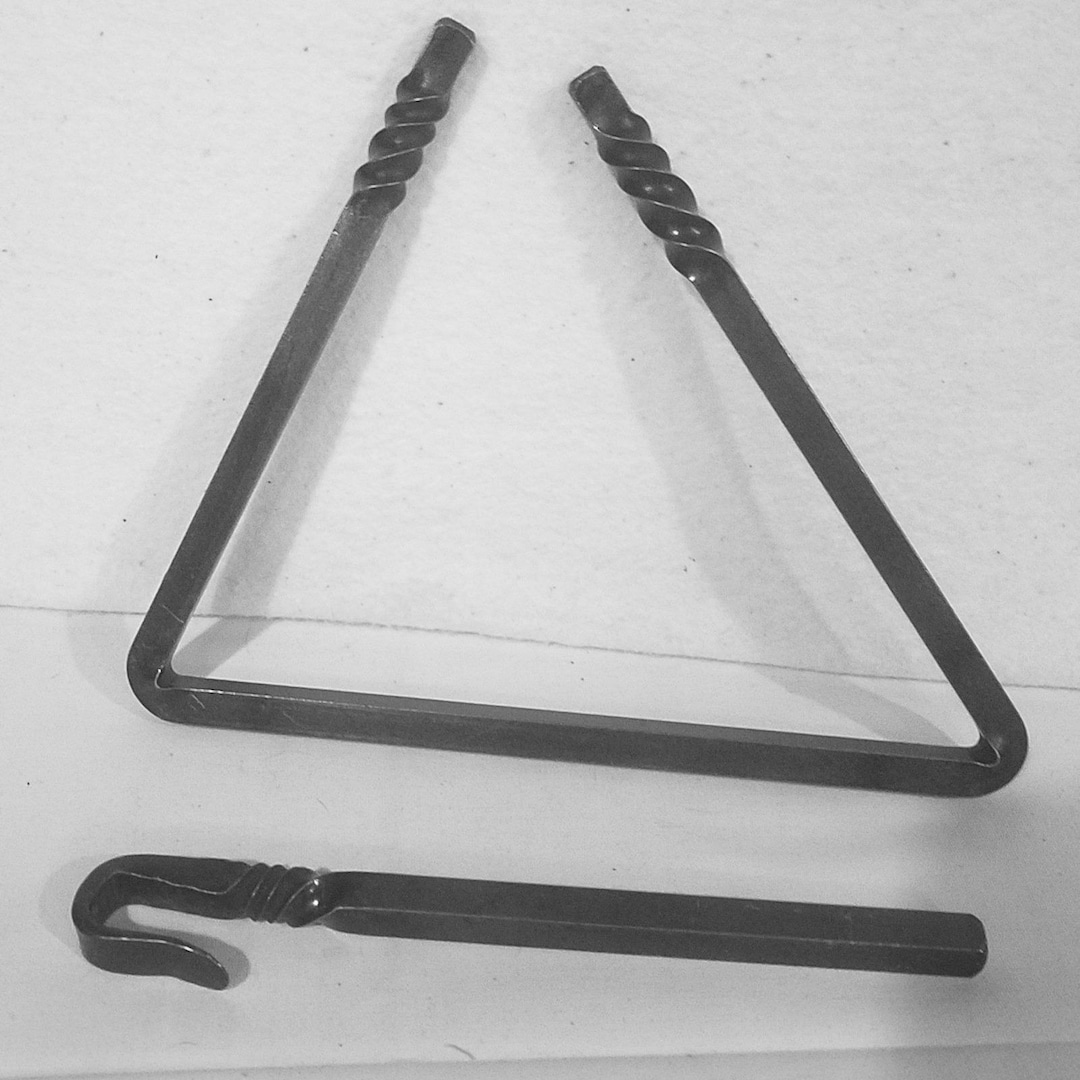 Hand Forged Wrought Iron Dinner Call Triangle Striker Twisted Ranch ...