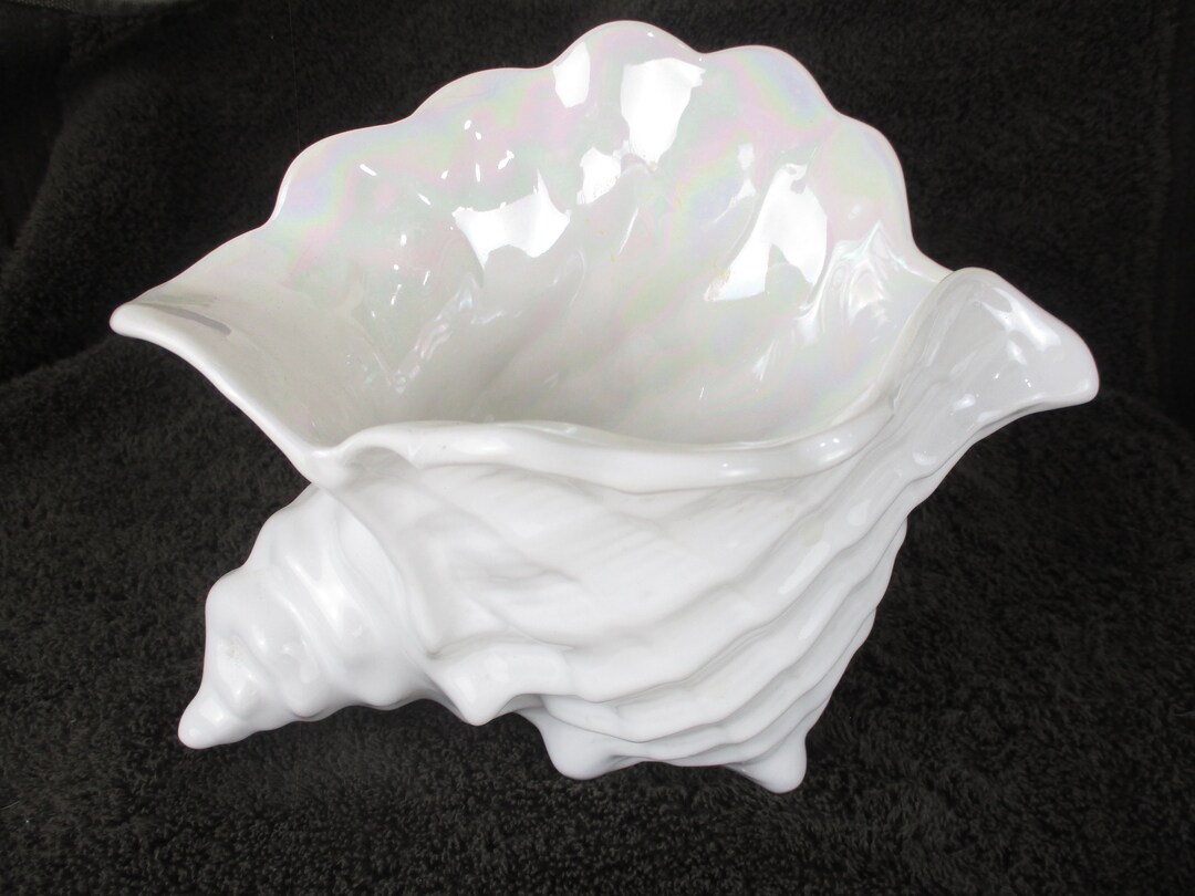 Marine Shell Vase, Seashell, Coastal Decor, Planter, Pearlized, White ...