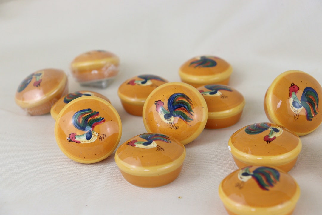 Rooster in Yellow Sunrise Ceramic Drawer Pulls Handle Knobs Kitchen - Etsy