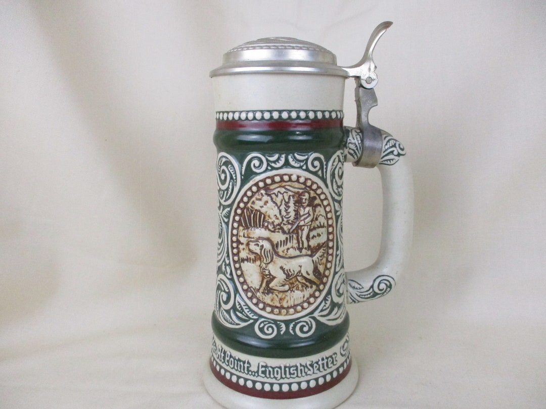 Stein, 1978 Avon English Setter at Point Stein, Avon Ceramic Pewter Lid ...