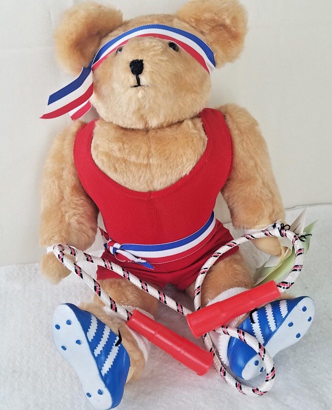 Athlete Bear Jump Rope 16" Plush Dolly Aumiller Jane 1985 Honey Hill ...