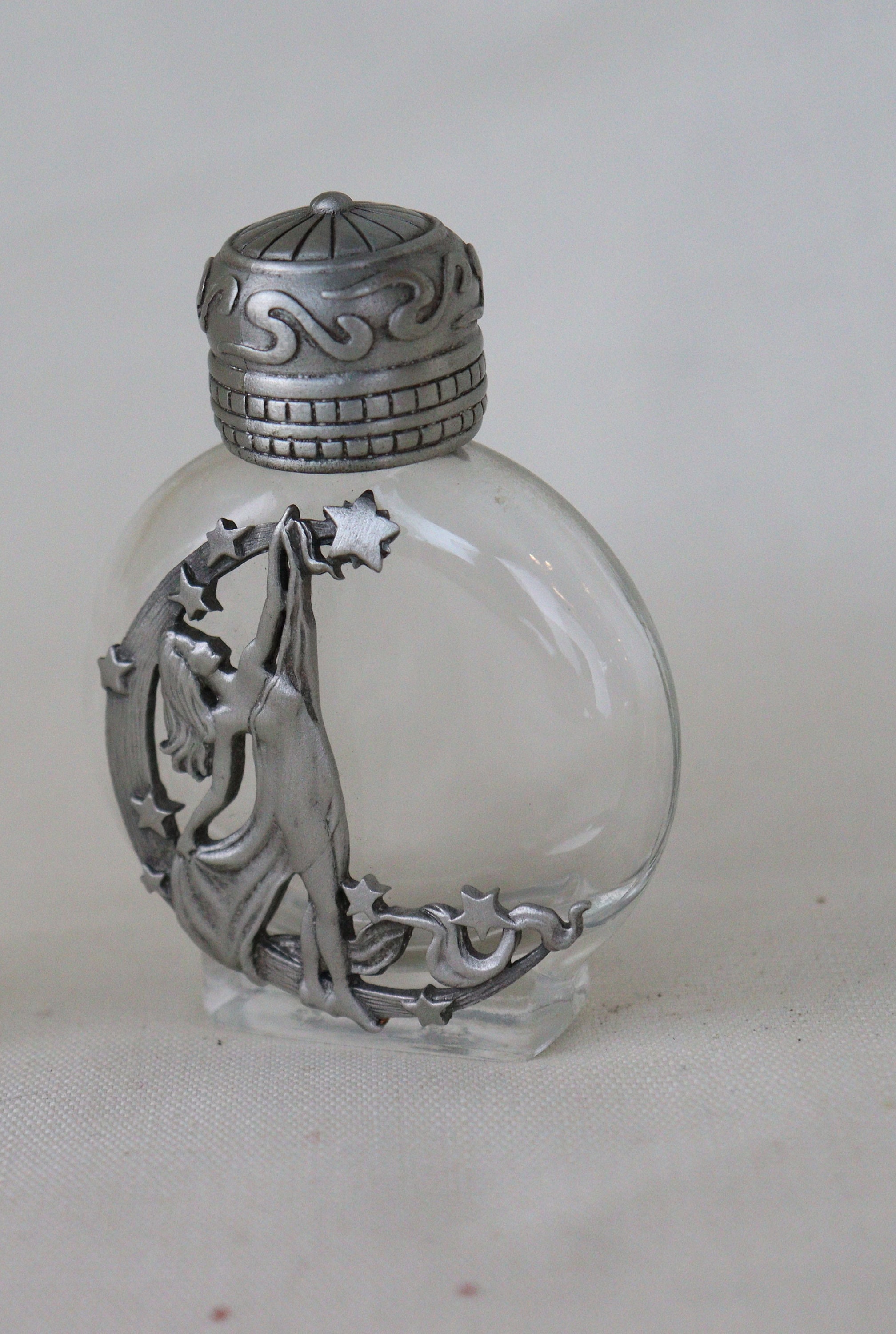 Perfume Bottle, Jj Jonette Pewter, and Clear Glass, Fairy Motif, Art Nouveau, - Etsy