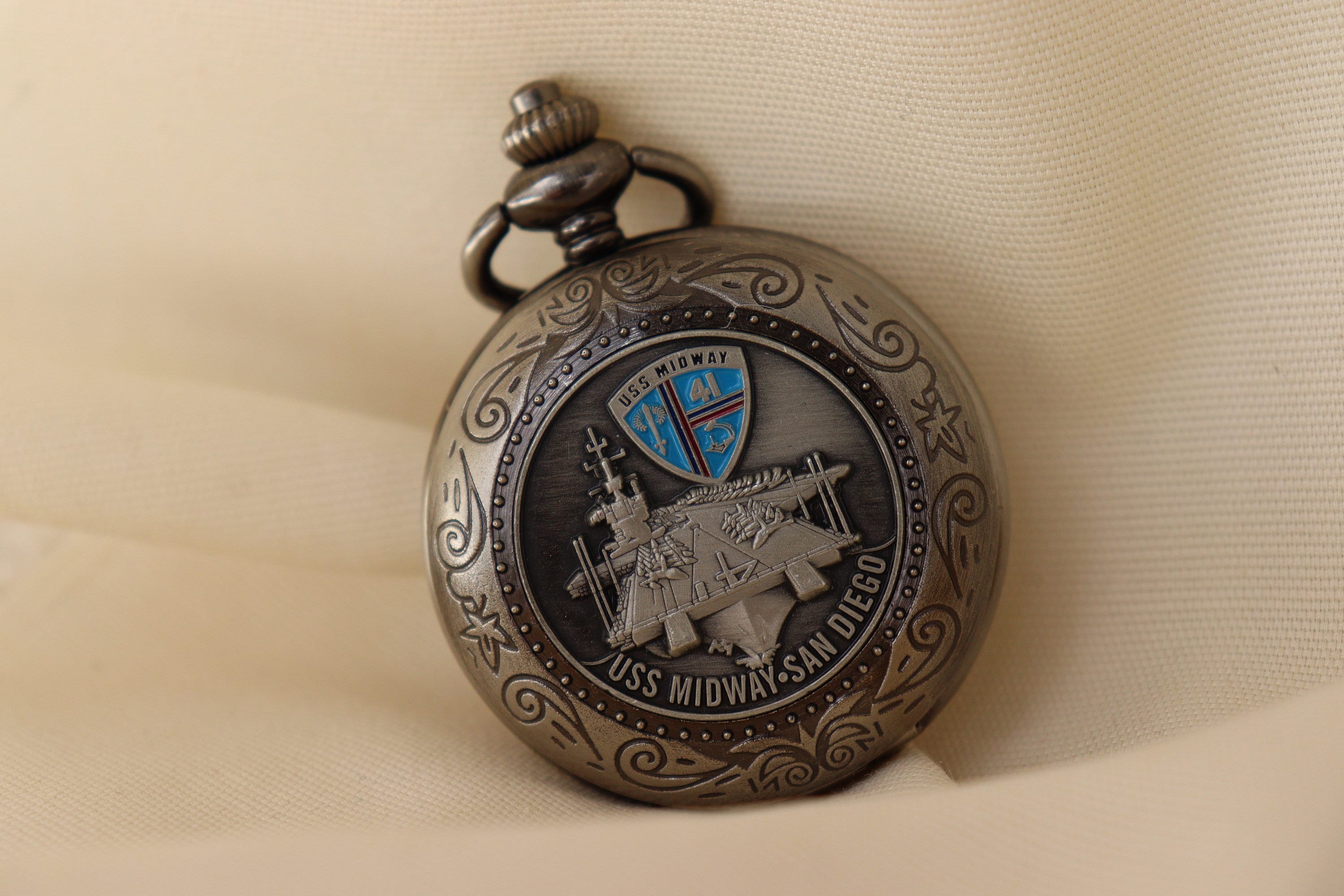 Pocket Watch, USS Midway, San Deigo, Clock, Timepiece, Commemorative ...