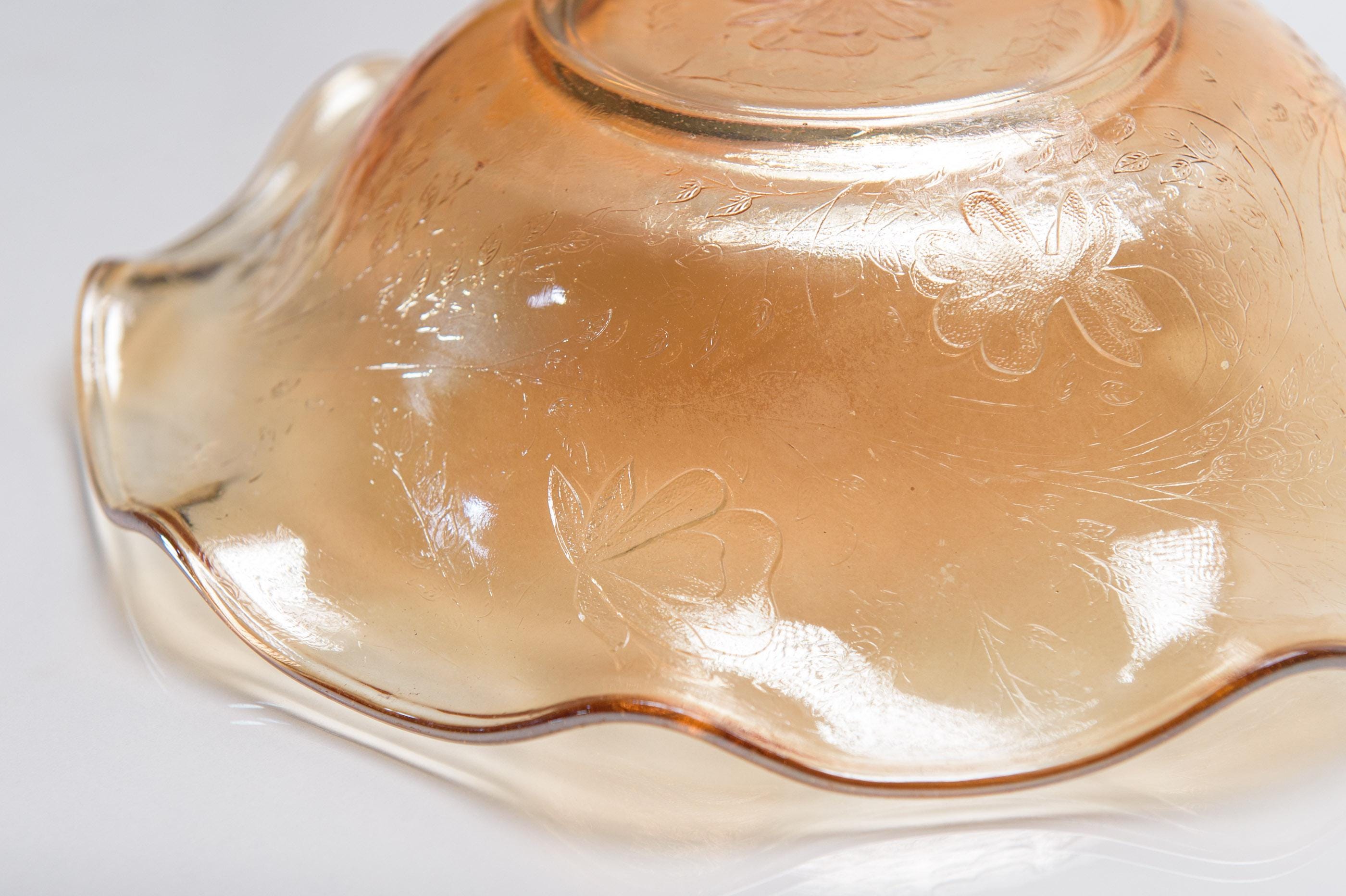 Jeanette Floragold Carnival Glass Bowl Floral Pattern Depression Glass ...