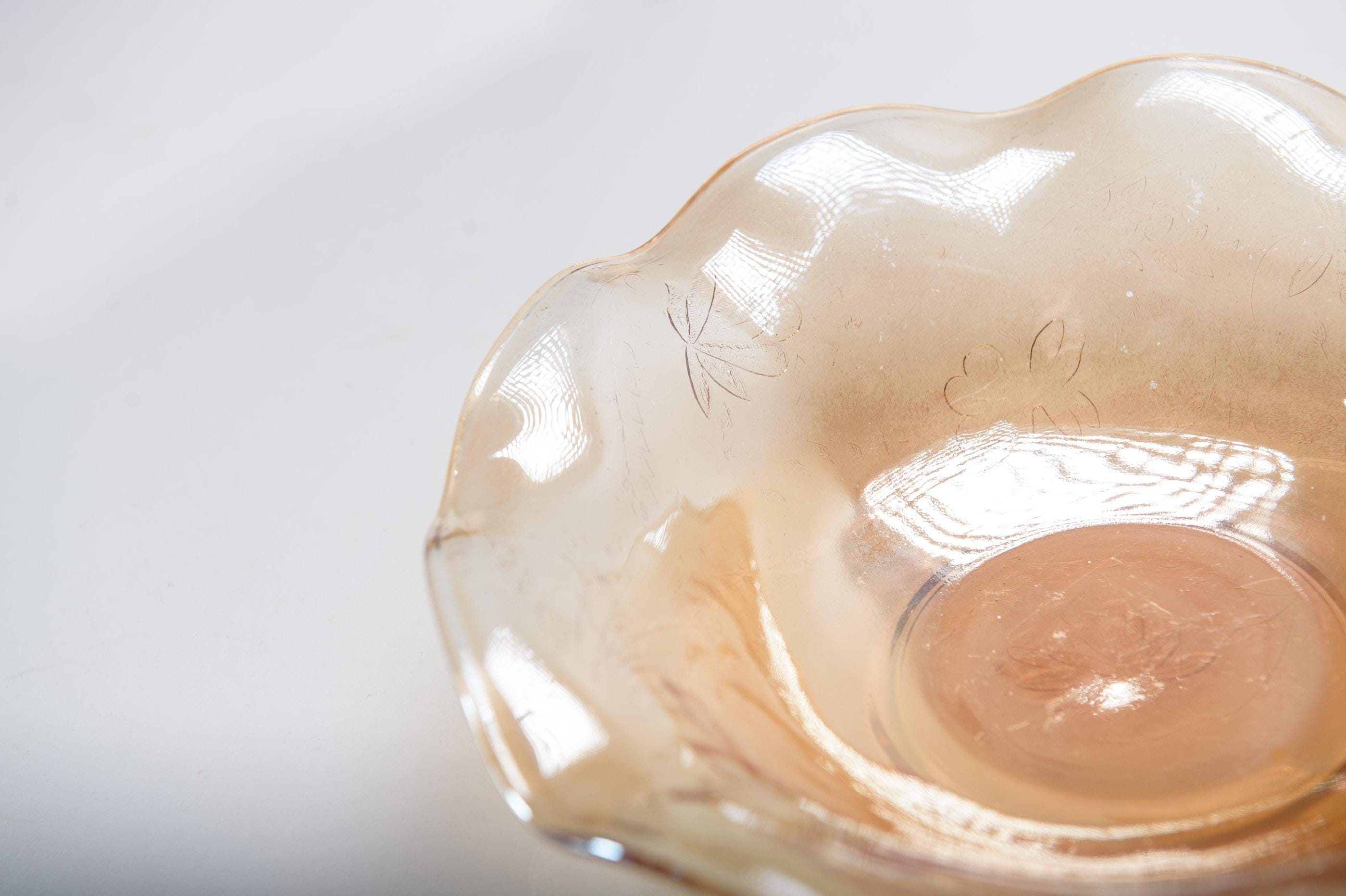 Jeanette Floragold Carnival Glass Bowl Floral Pattern Depression Glass ...