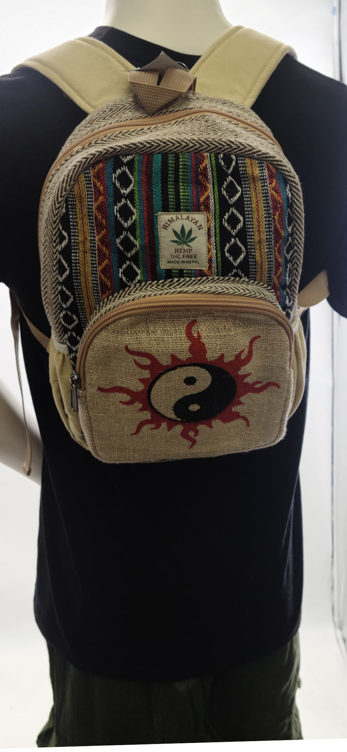 Himalayan Hemp Yin yang Unisex Backpack | Etsy