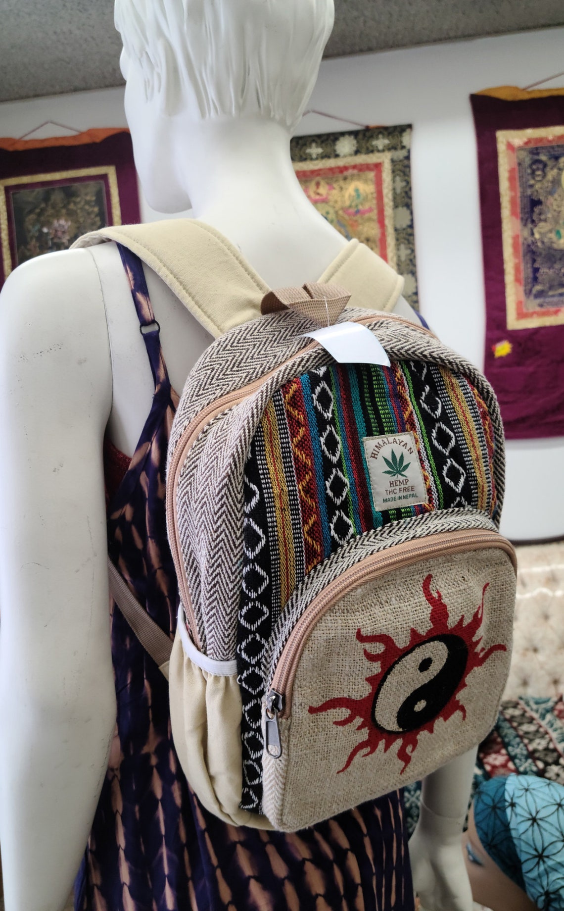 Himalayan Hemp Yin yang Unisex Backpack | Etsy