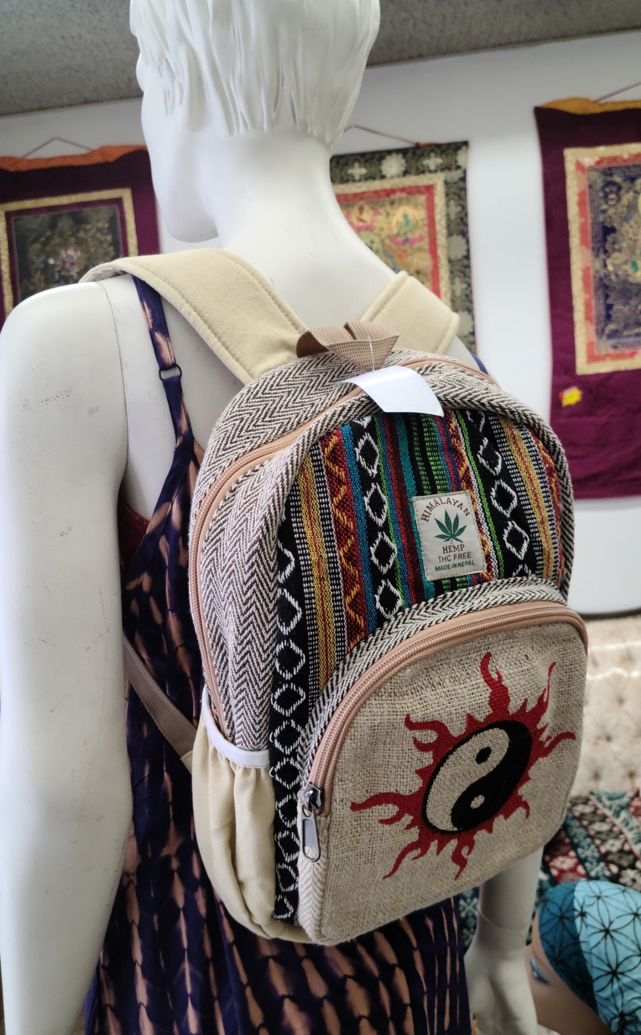 Himalayan Hemp Yin yang Unisex Backpack | Etsy