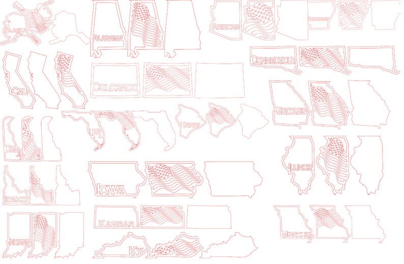 US State Cut Files Bundle, Laser Engraving Designs (digital Download ...