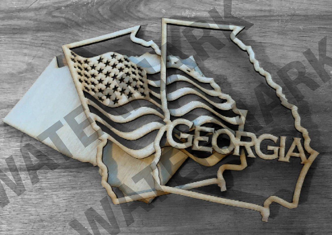 Georgia State Flag Laser Cut File, Patriotic Sign (digital Download) - Etsy