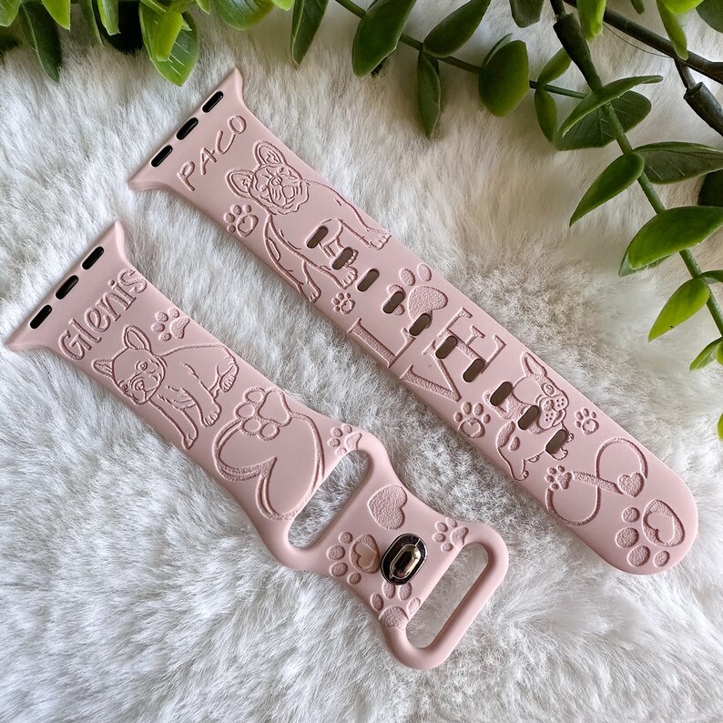 Engraved French Bulldog Apple Watch Band: Personalized Silicone Pet ...