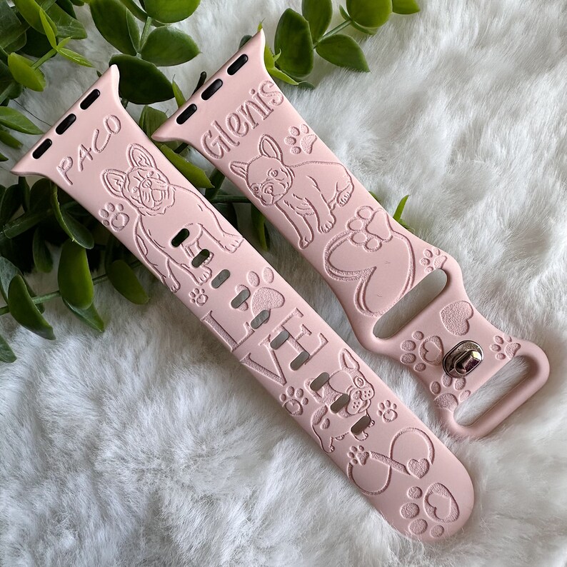 Engraved French Bulldog Apple Watch Band: Personalized Silicone Pet ...