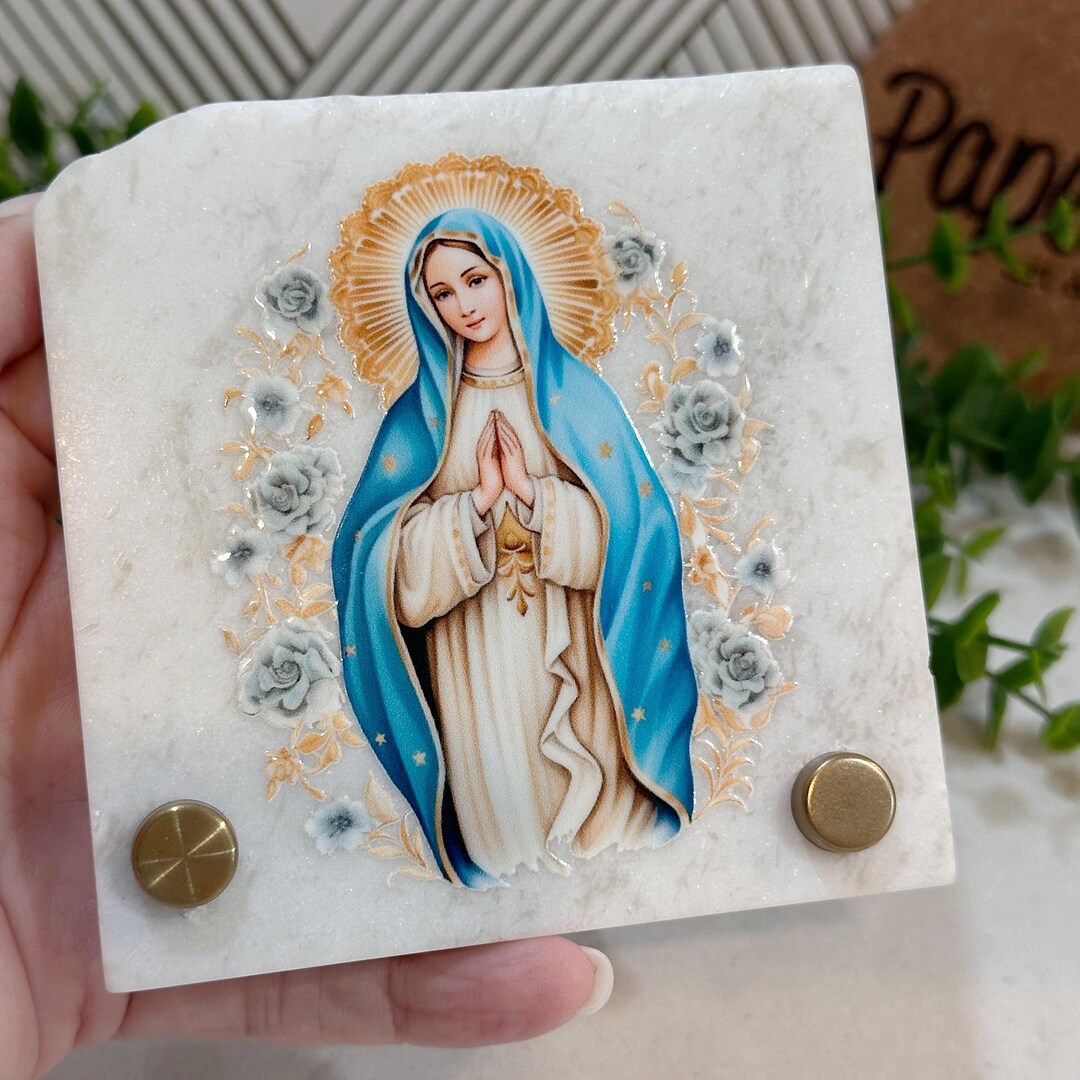 Personalized Virgin Mary Marble Stone: Christening Baptism Gift - Etsy