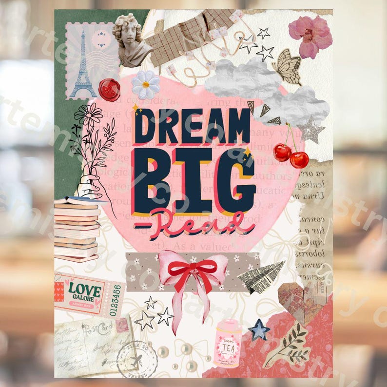Dream Big Kindle Insert - Girly Booktok Collage (digital Download) - Etsy