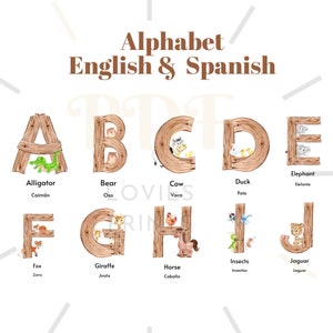ALPHABET FLASHCARDS - ALPHABET Animals, Montessori Cards, English ...